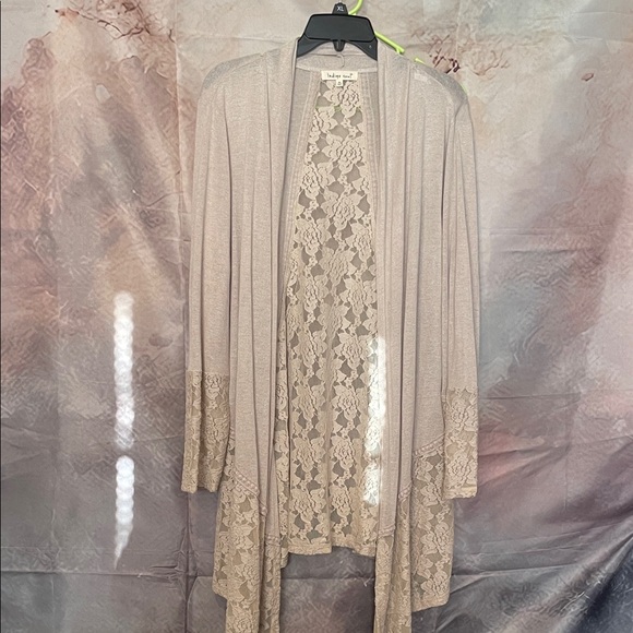 indigo soul | Sweaters | Indigo Soul Taupe Lace Detail Cardigan | Poshmark
